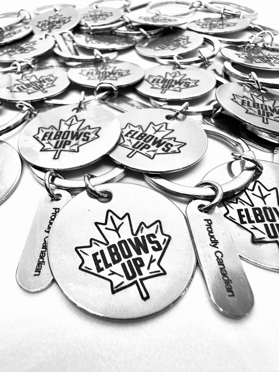 Elbows Up Steel Keychain